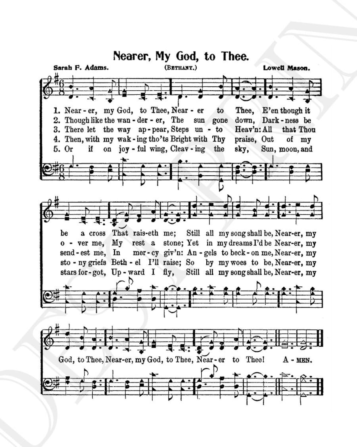 Nearer, My God, to Thee Hymn Hymnal Sheet Sheet Music Home Decor ...