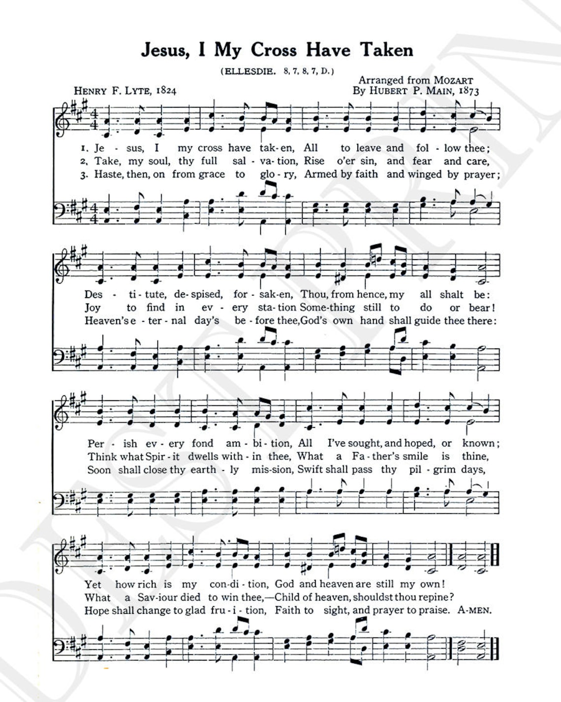 Jesus I My Cross Have Taken Hymn Lyrics Sheet Music Art Hymn Art Home