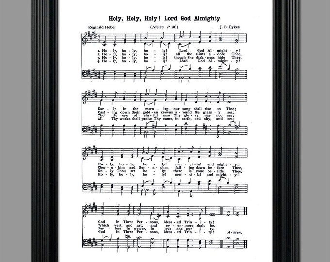 HOLY, HOLY, HOLY - Hymn on Parchment Wall Art - Christian Home & Office ...