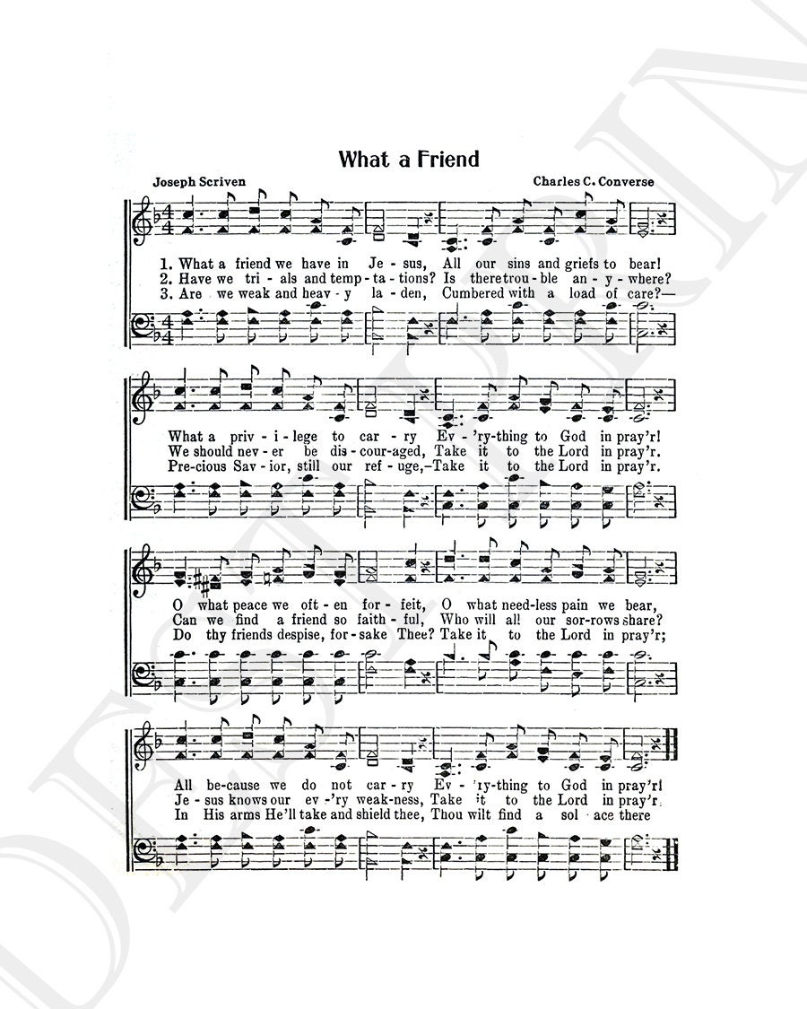 What a Friend We Have in Jesus Hymn Lyrics - Hymnal Sheet - Sheet Music ...