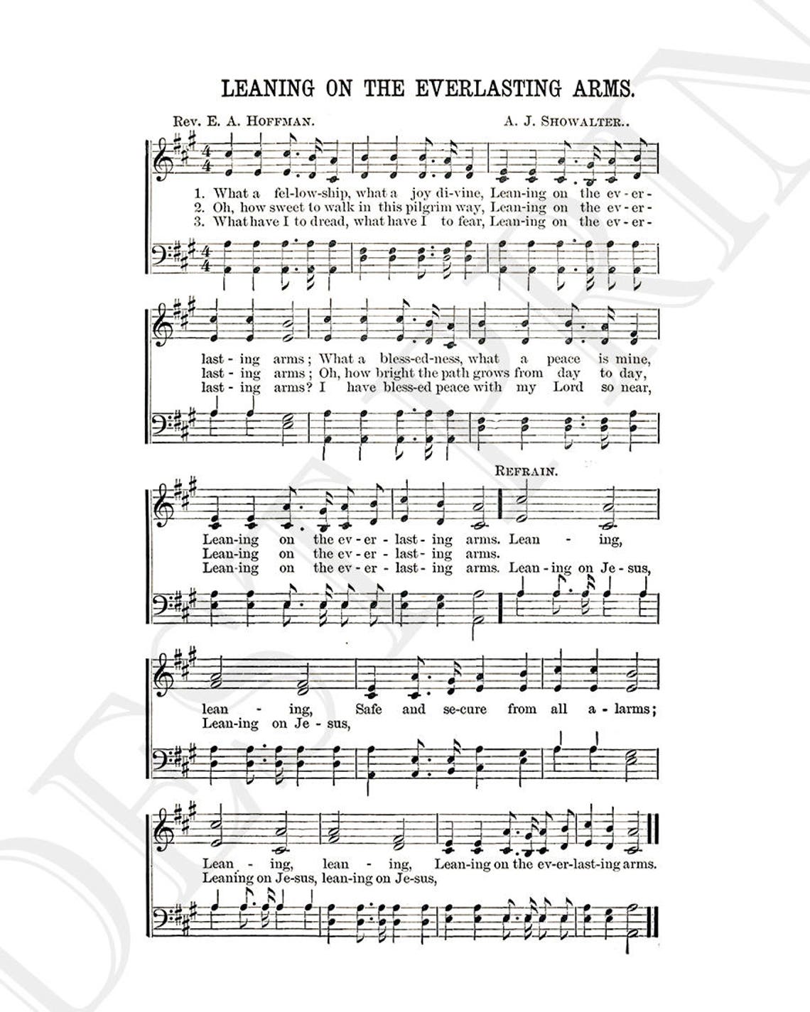 Leaning on the Everlasting Arms Hymn Lyrics Hymnal Sheet Sheet Music ...