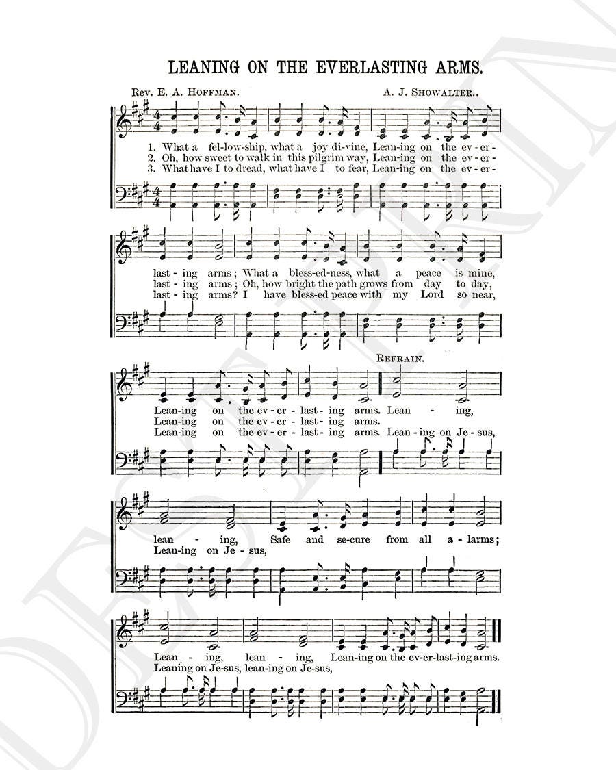 Leaning on the Everlasting Arms Hymn Lyrics Hymnal Sheet Sheet Music ...
