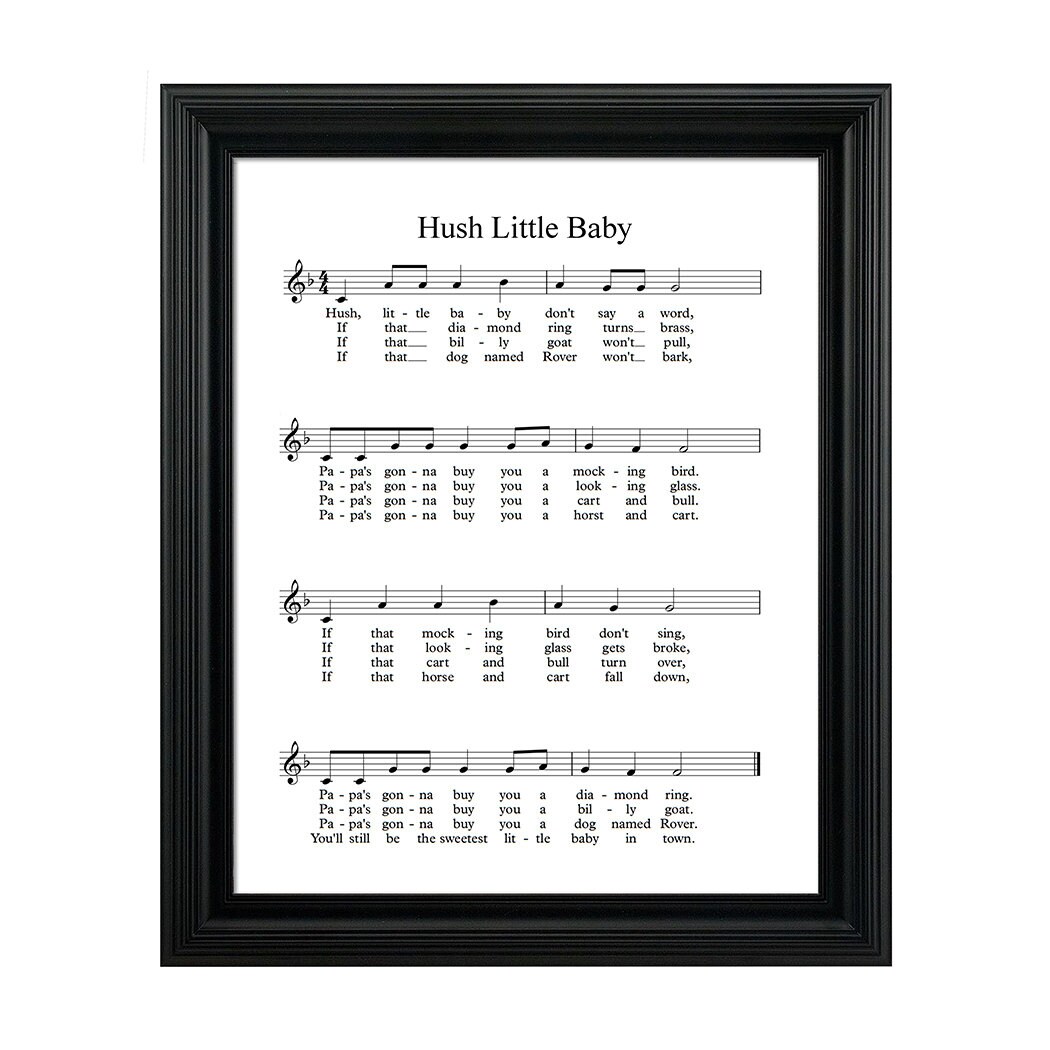 Hush Little Baby Lullaby Print Printable Wall Art Sheet - Etsy
