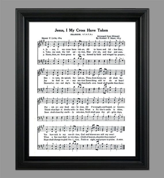 Jesus I My Cross Have Taken Hymn Lyrics Sheet Music Art Etsy