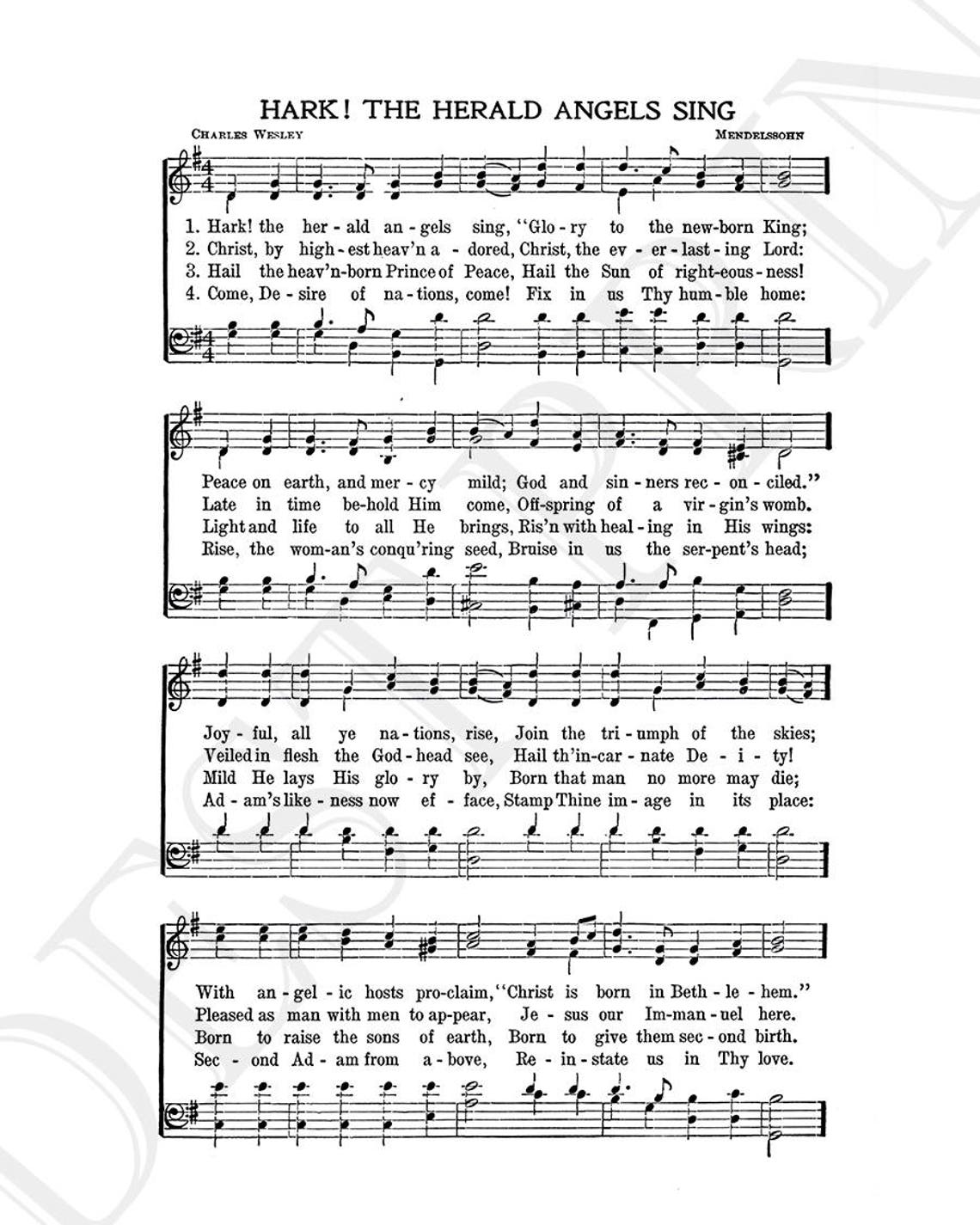 Hark the Herald Angels Sing Christmas Song Lyrics Christmas Sheet Sheet ...