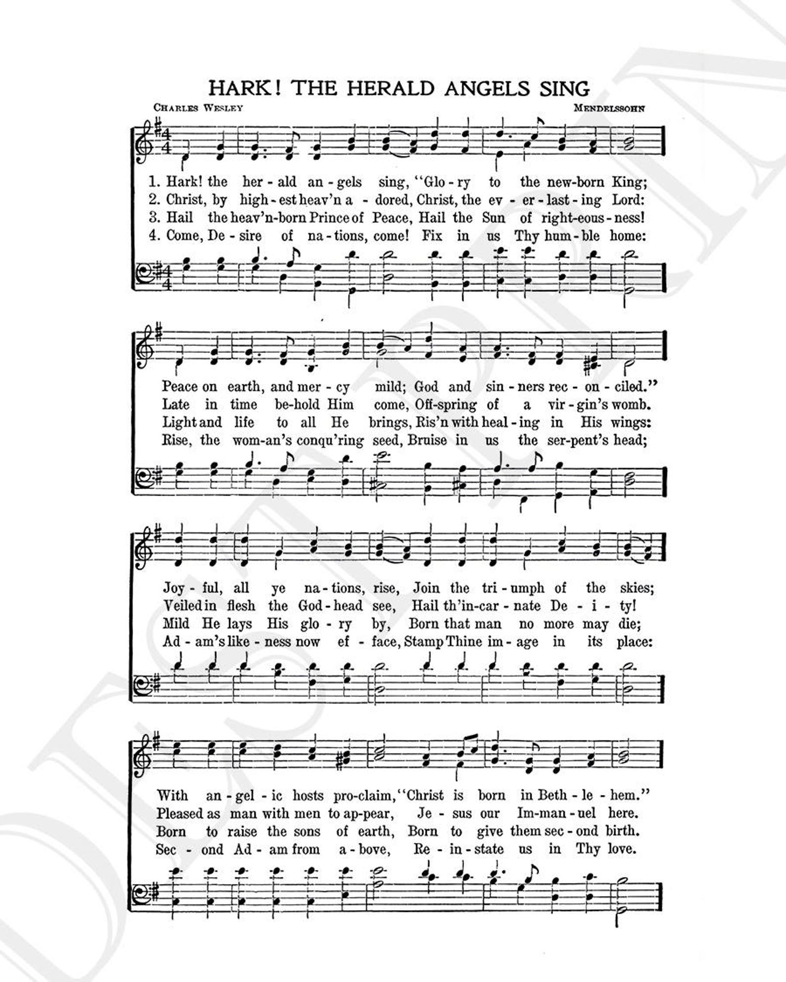 Hark the Herald Angels Sing Christmas Song Lyrics Christmas Sheet Sheet ...