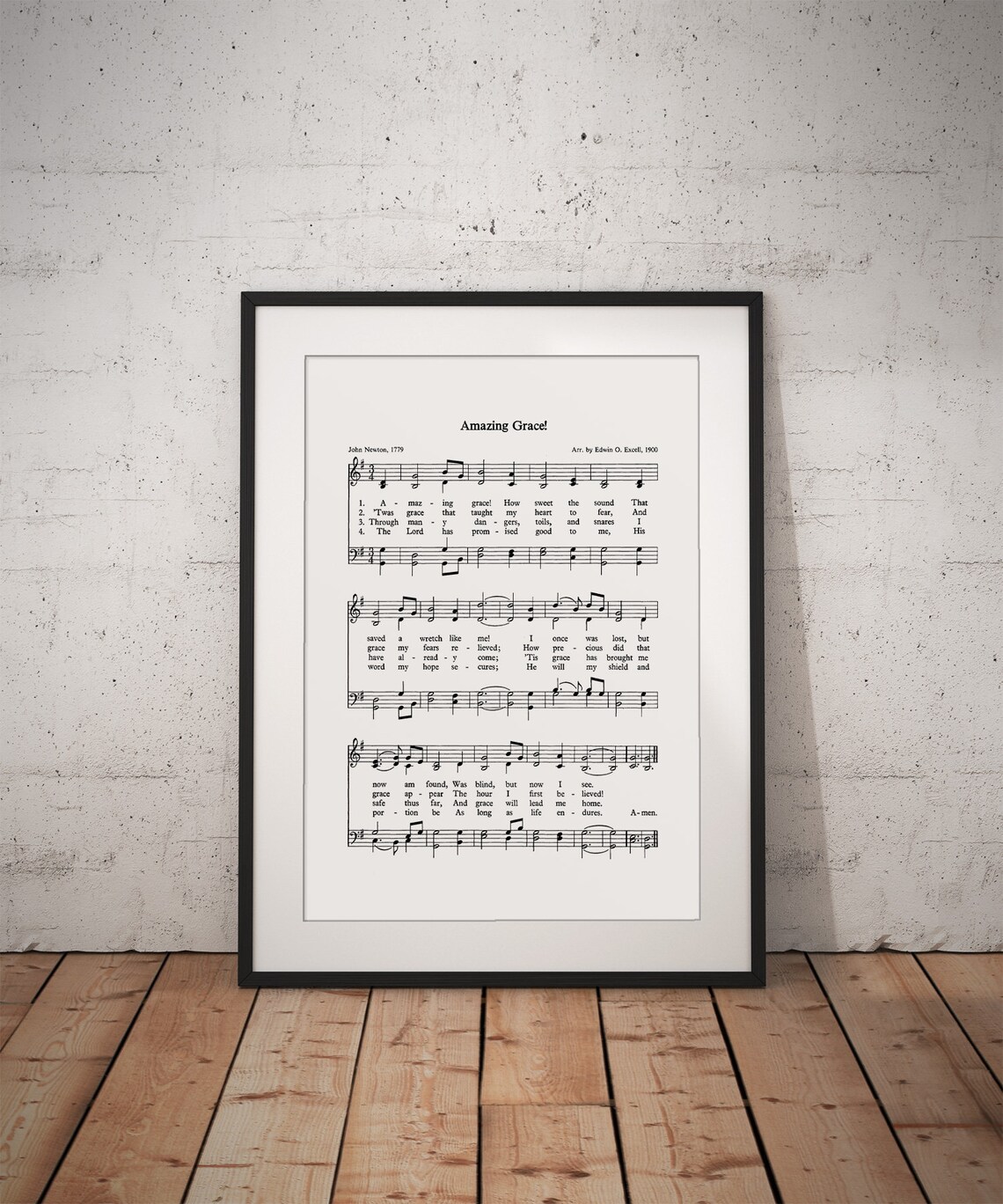Amazing Grace Hymn Lyrics - Sheet Music Art - Hymn Art - Hymnal Sheet ...