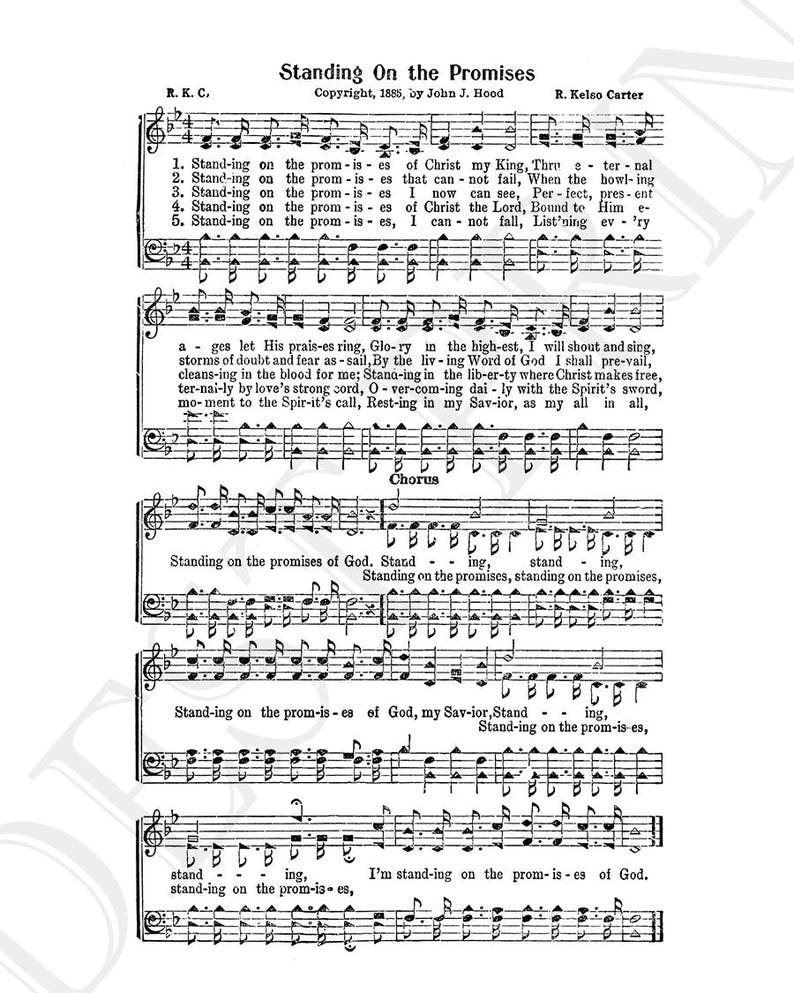 Standing on the Promises Hymn Lyrics Hymnal Sheet Sheet Music Home ...
