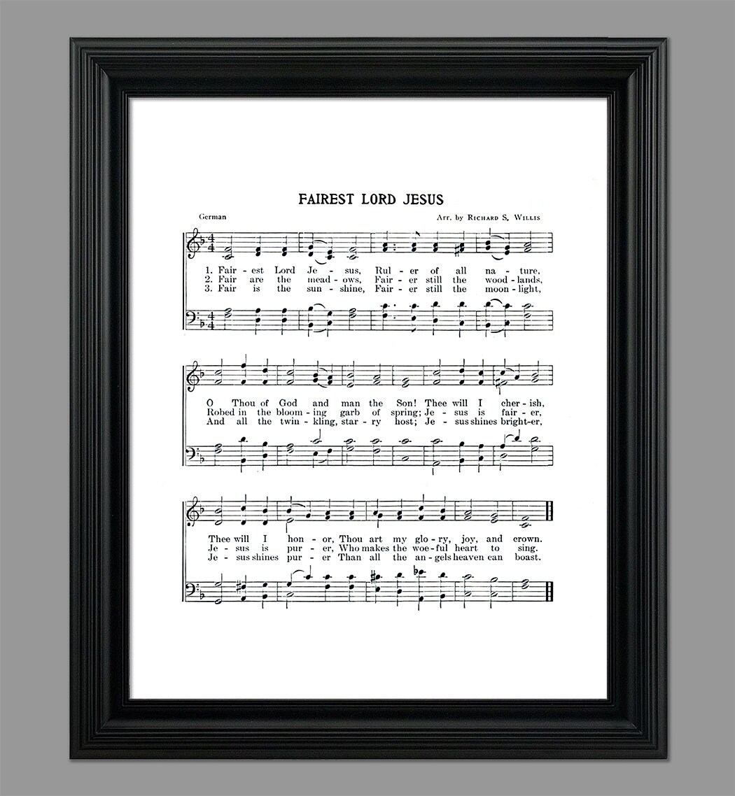 Fairest Lord Jesus Hymn Sheet Music Home Decor Christian