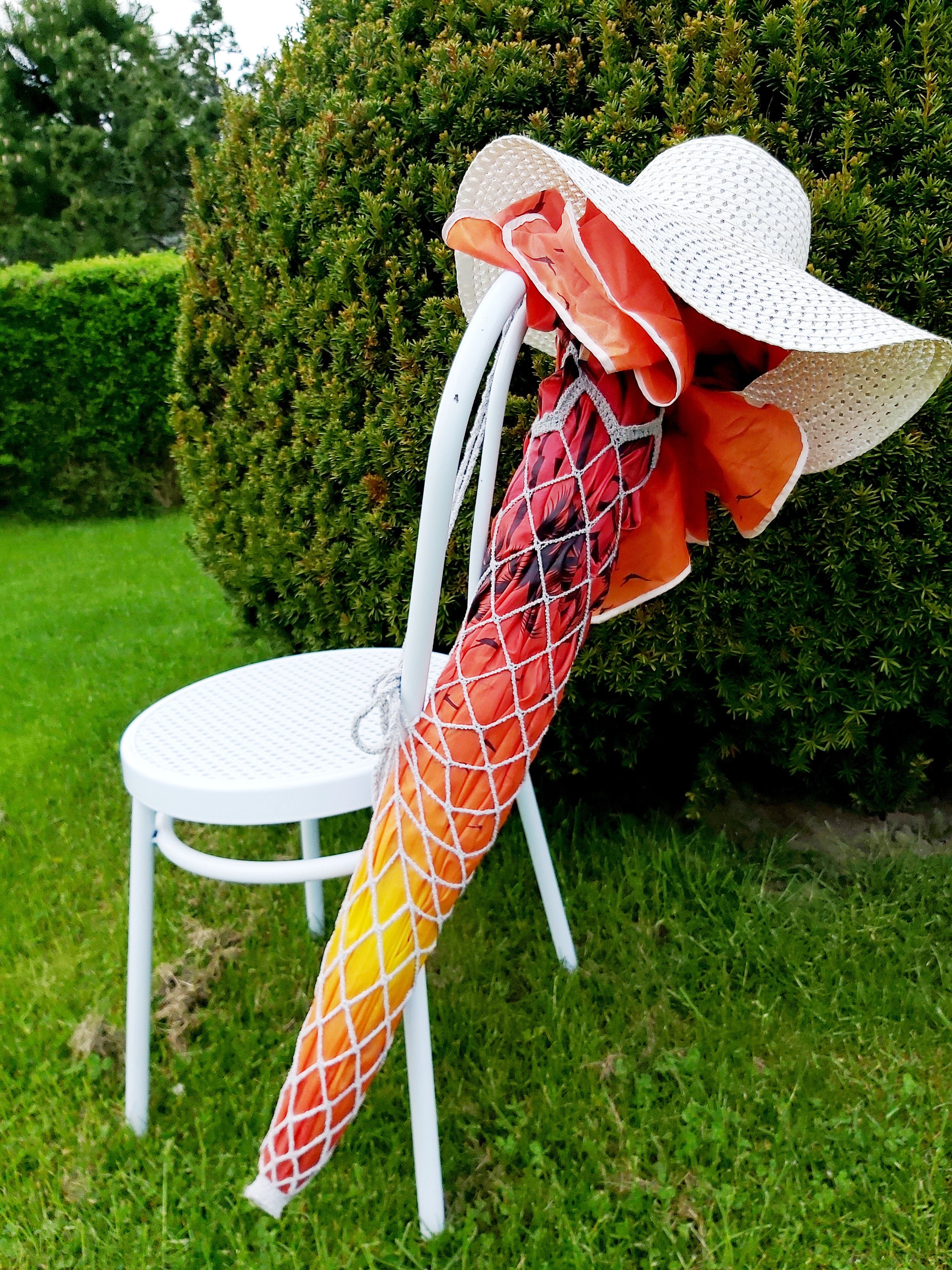 Beach Umbrella Shoulder Bag With Two Long Handles, Crochet Bag for ...