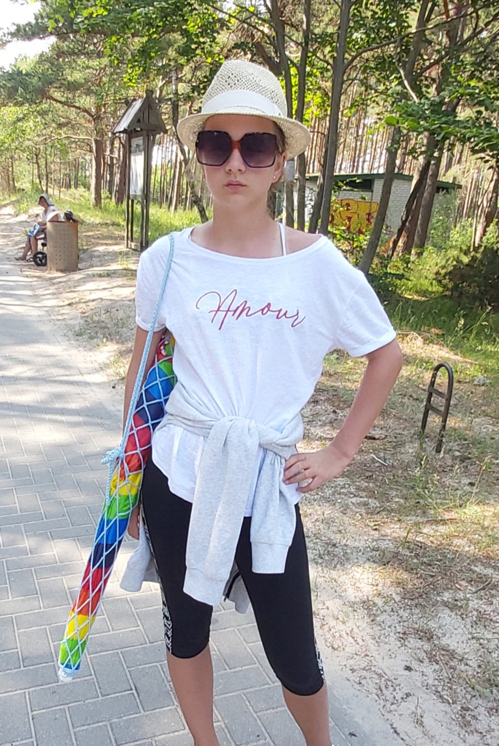 Beach Umbrella Shoulder Bag With Two Long Handles, Crochet Bag for ...