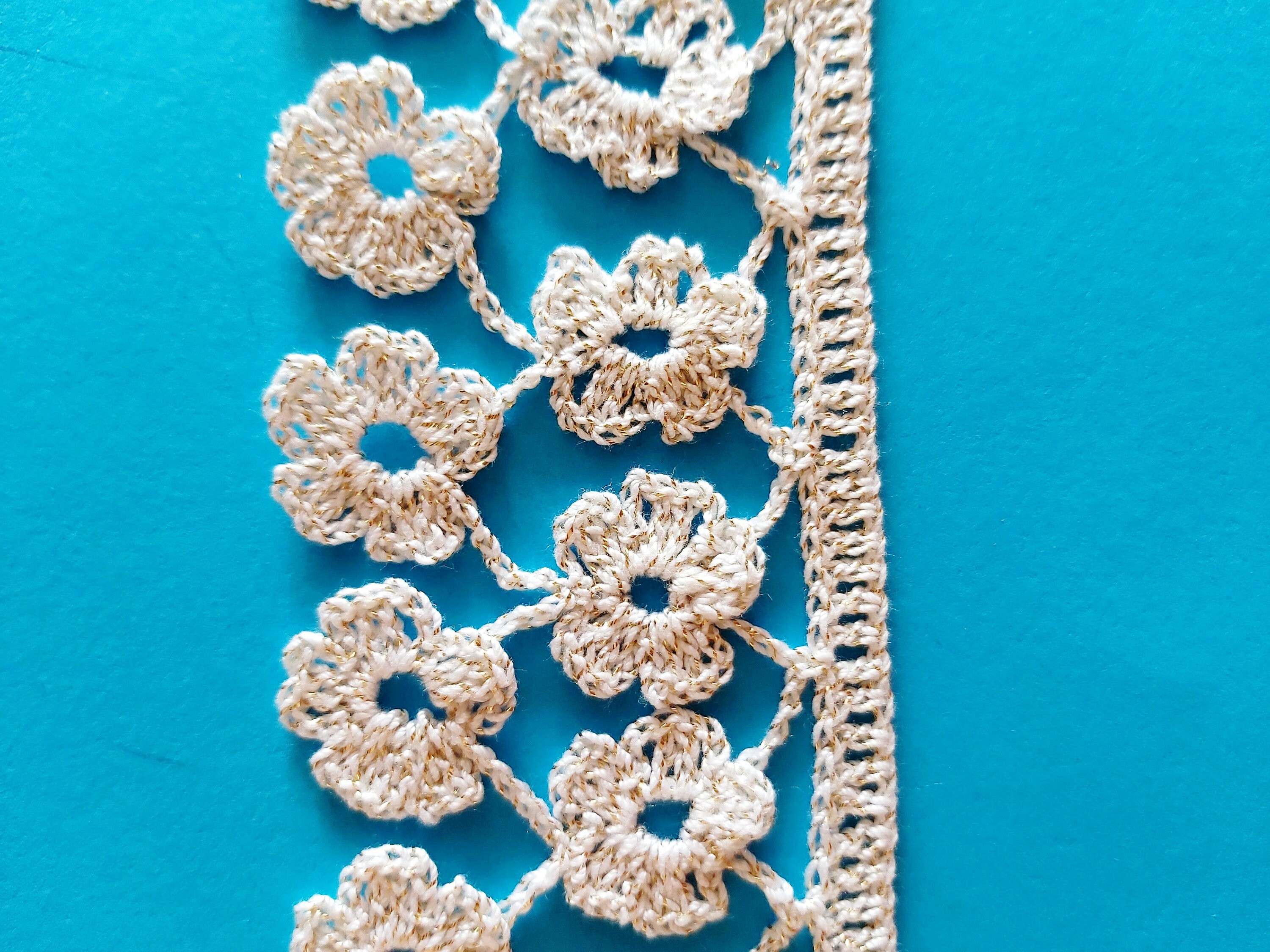 Crochet Pink Flowers Lace Trim, Handmade Pink Flowers Ribbon, Crochet ...
