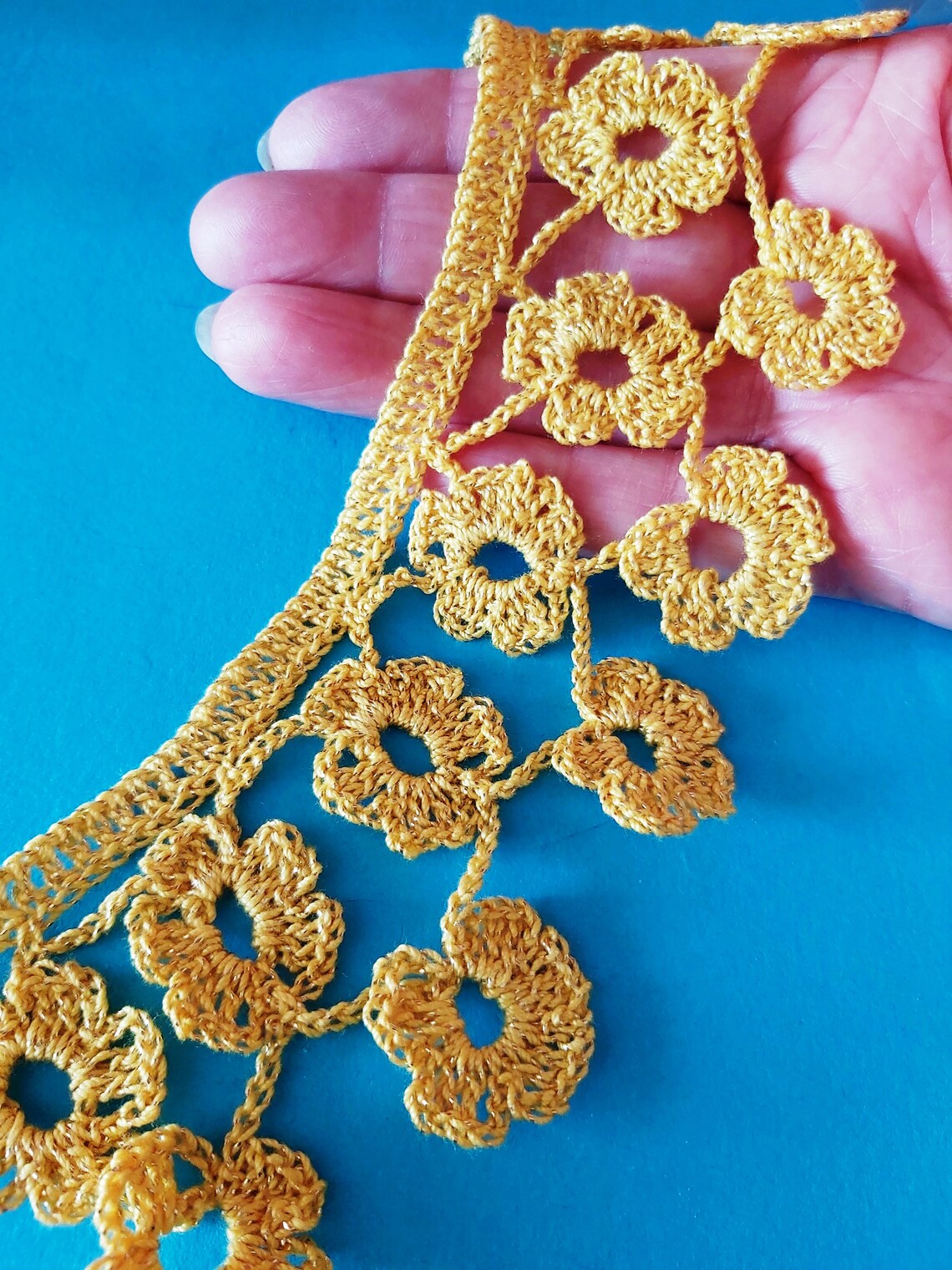 Crochet Pink Flowers Lace Trim, Handmade Pink Flowers Ribbon, Crochet ...