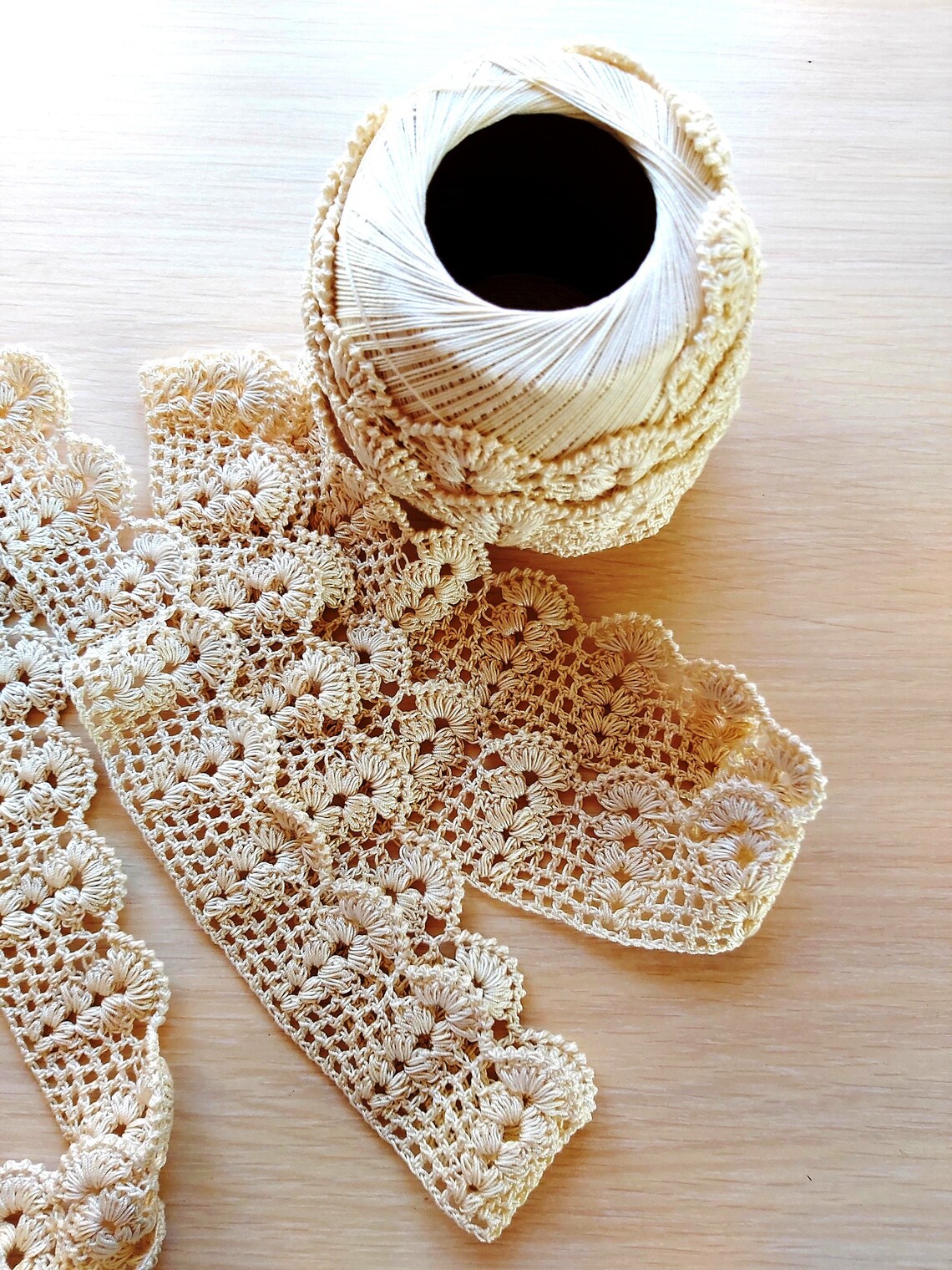 Handcrochet Double-sided Lace Edging, Crochet Vintage Style Lace Border ...