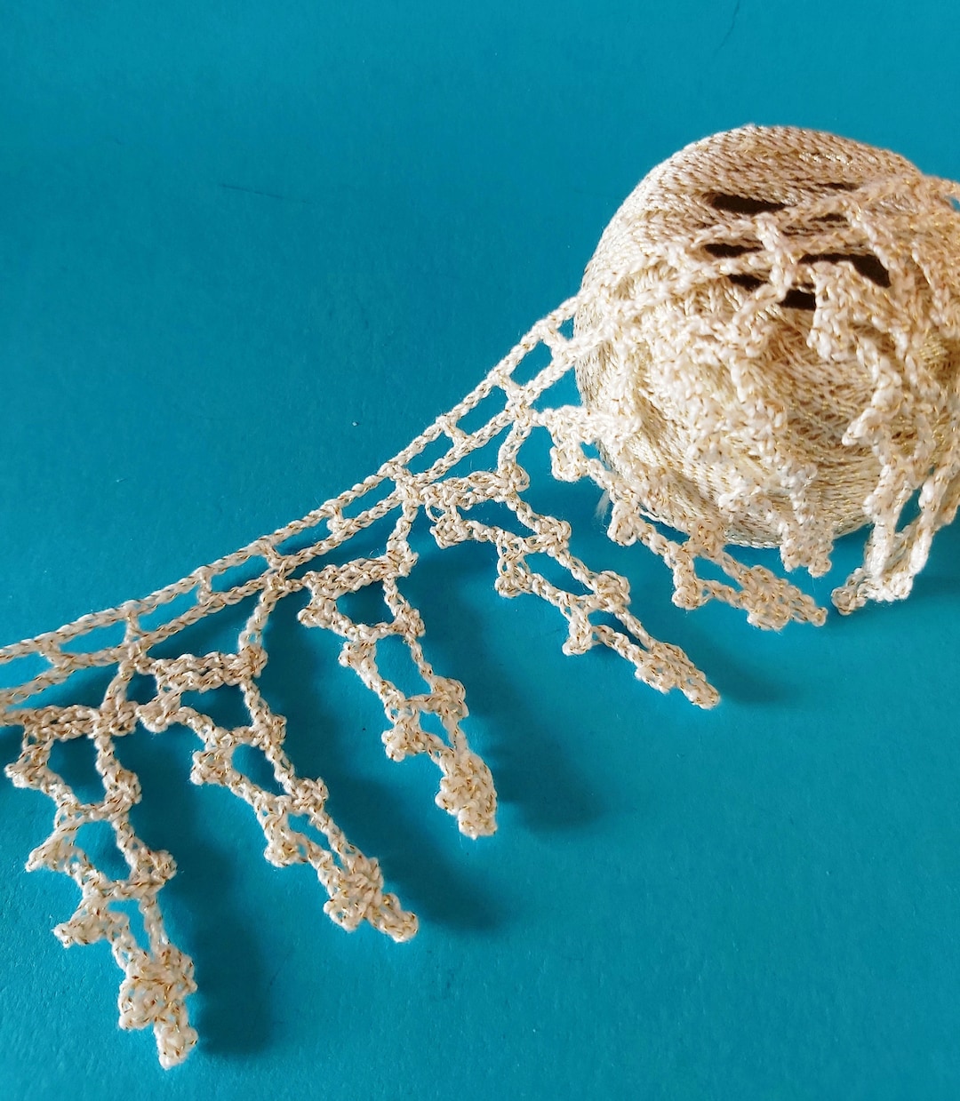 Handmade Icicle Ribbon, Crochet Lace Edging, Icicle Trim, Crochet Trim ...