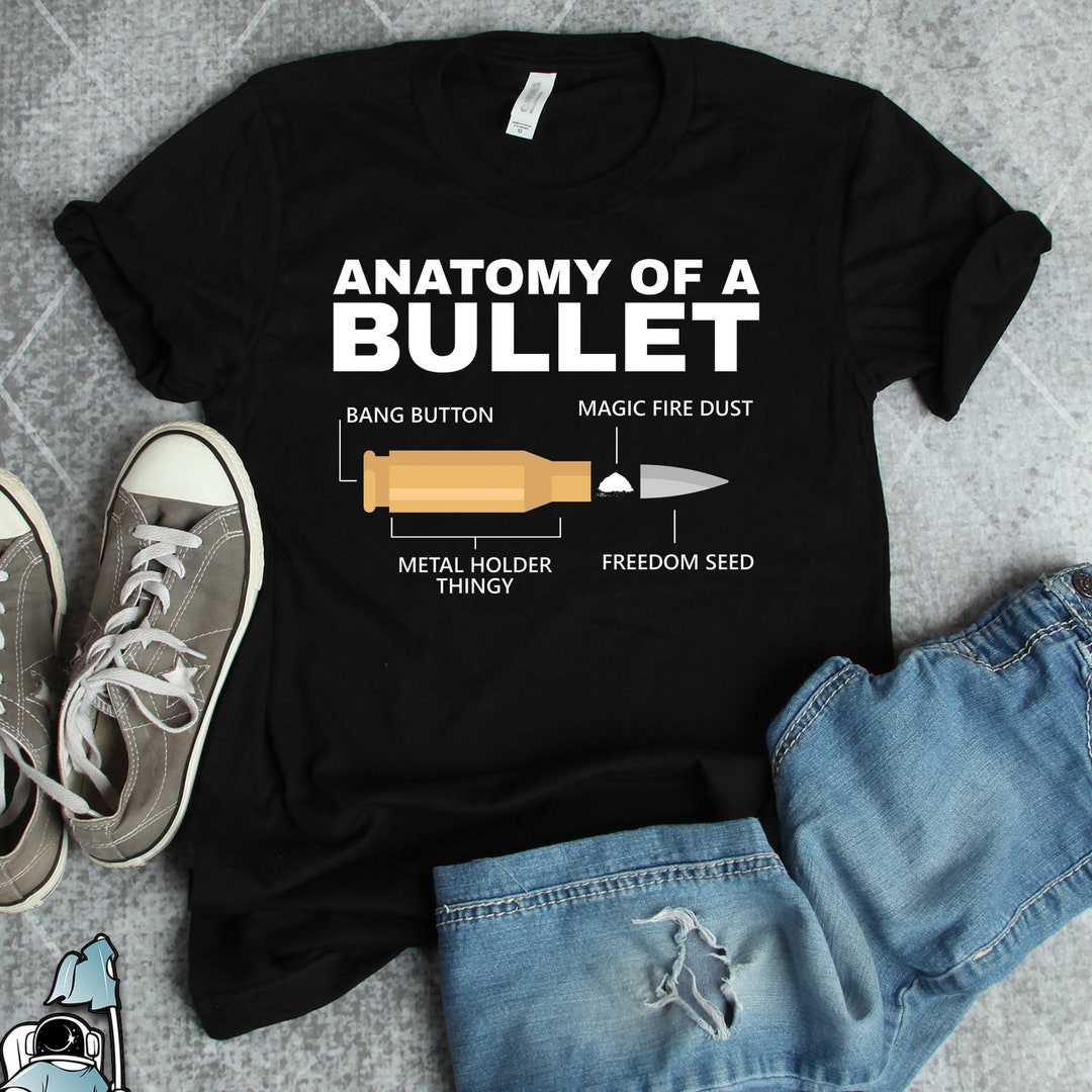 Gun Shirts, Gun Owner Gifts, Gun Anatomy of Bullet Shirt, 2nd Amendment ...