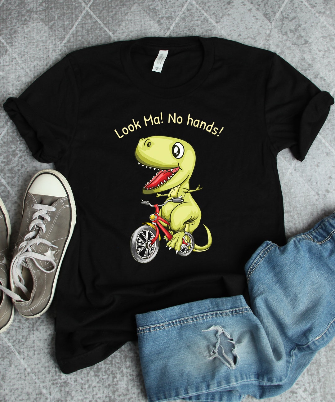 T-rex Riding Bike Look Ma No Hands Shirt, T-rex Shirts, Short Arms ...