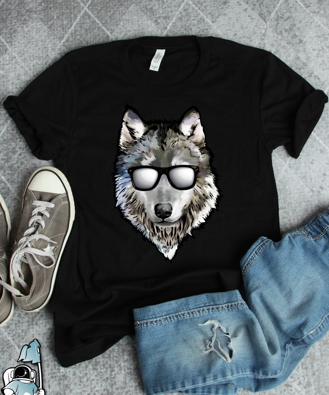 Wolf With Sunglasses Shirt, Wolf Shirts, Wolf Gifts, Wolf Art, Animal ...