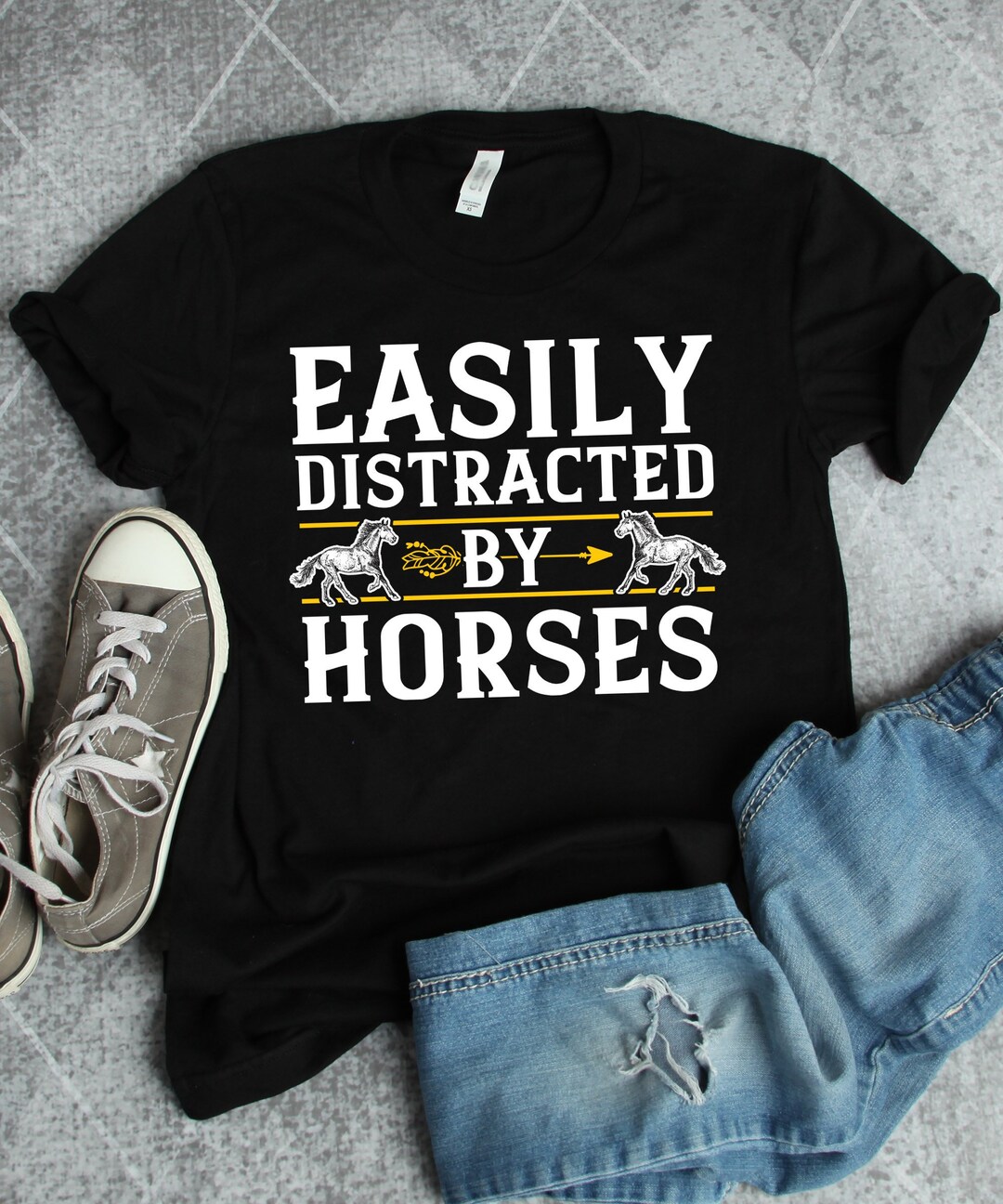 Easily Distracted by Horses Shirt, Horse Shirts, Horse Gifts, Horse ...
