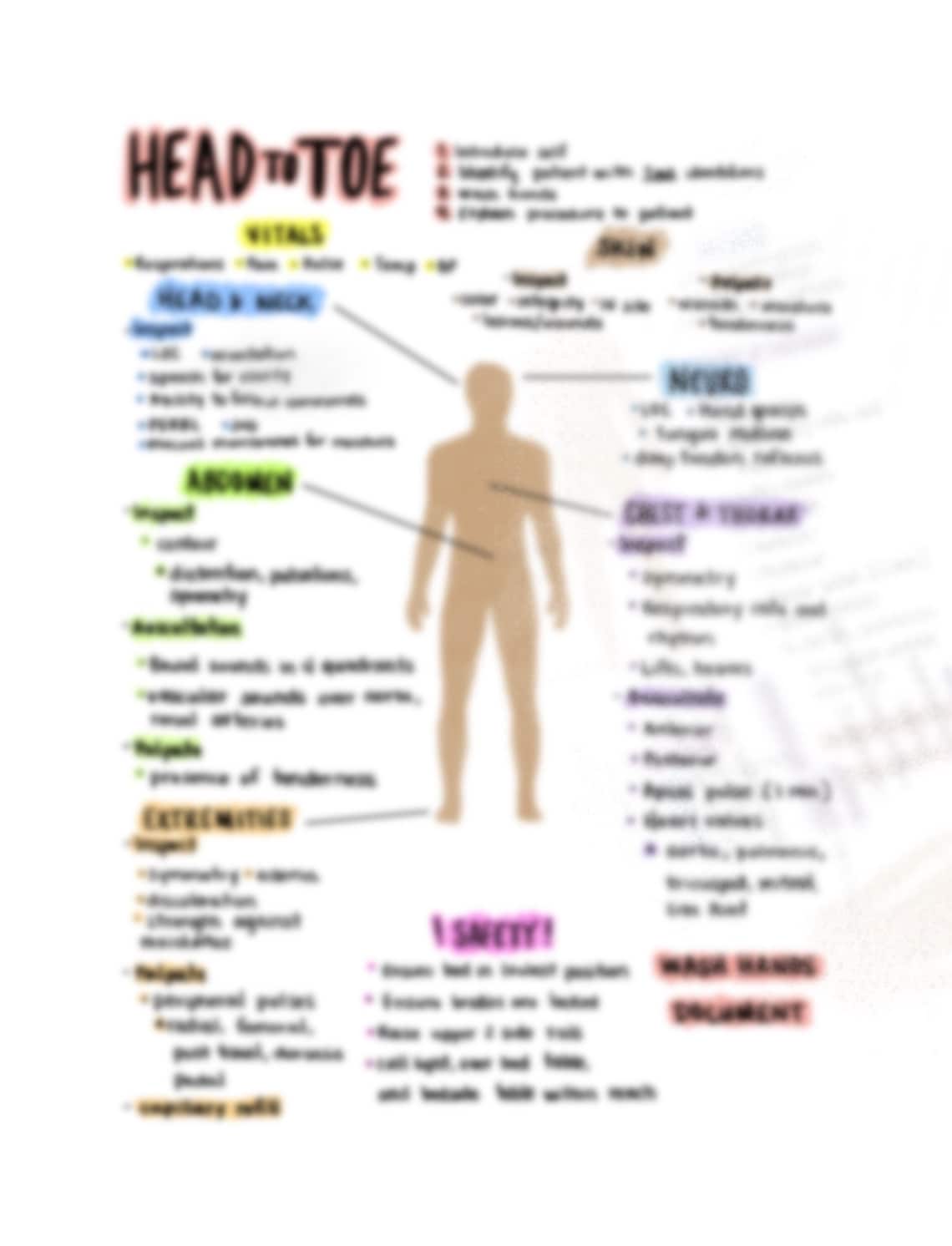 Head-to-toe Assessment Notes for Nursing School - Etsy