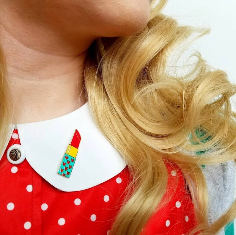 Lipstick Enamel Pin | Red Enamel Pins | Make-up Pins | Hard Enamel Pins ...