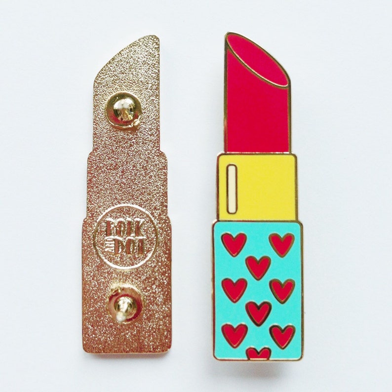 Lipstick Enamel Pin | Red Enamel Pins | Make-up Pins | Hard Enamel Pins ...