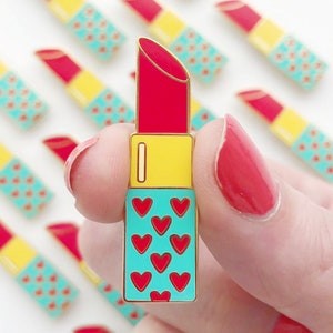 Lipstick Enamel Pin | Red Enamel Pins | Make-up Pins | Hard Enamel Pins ...