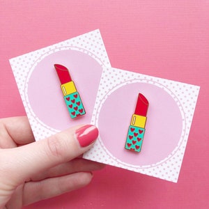 Lipstick Enamel Pin | Red Enamel Pins | Make-up Pins | Hard Enamel Pins ...