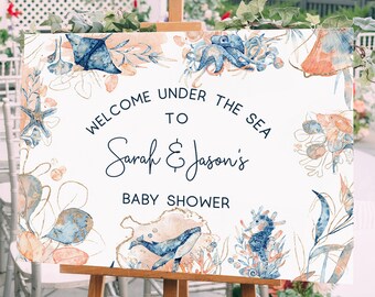 Editable Under the Sea Baby Shower Welcome Sign, Sea Animals, Ocean ...