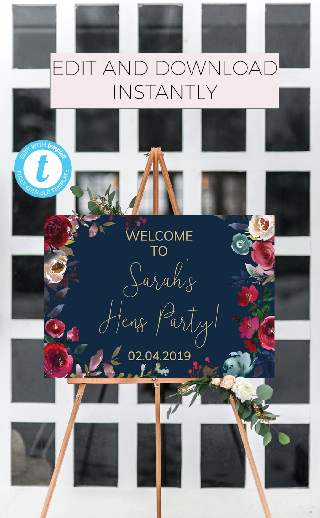 Hens Party Welcome Sign, Printable Hens Welcome Sign, Hen Party Welcome ...