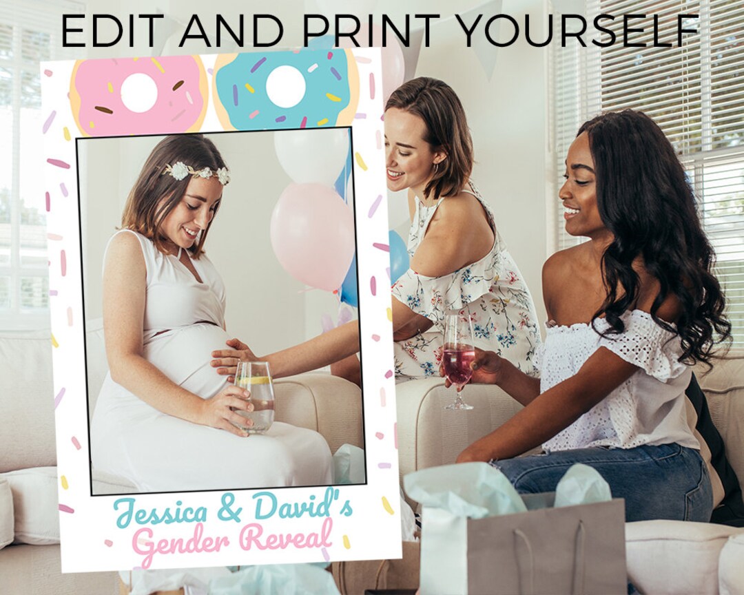 Gender Reveal Photo Prop Frame, Gender Reveal Photo Prop, Donuts Gender ...