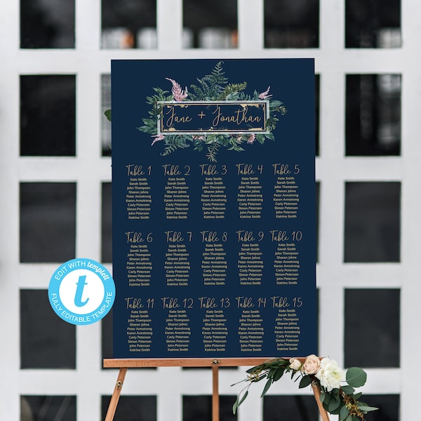 Wedding Seating Chart Template Fern Etsy wedding-seating-chart-template-fern-etsy