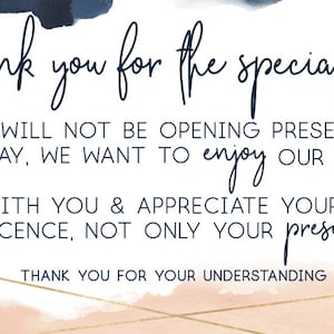 Won't Be Opening Gifts Sign, Not Opening Gifts Sign, Presence Not ...