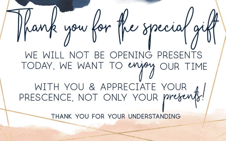 Won't Be Opening Gifts Sign, Not Opening Gifts Sign, Presence Not ...