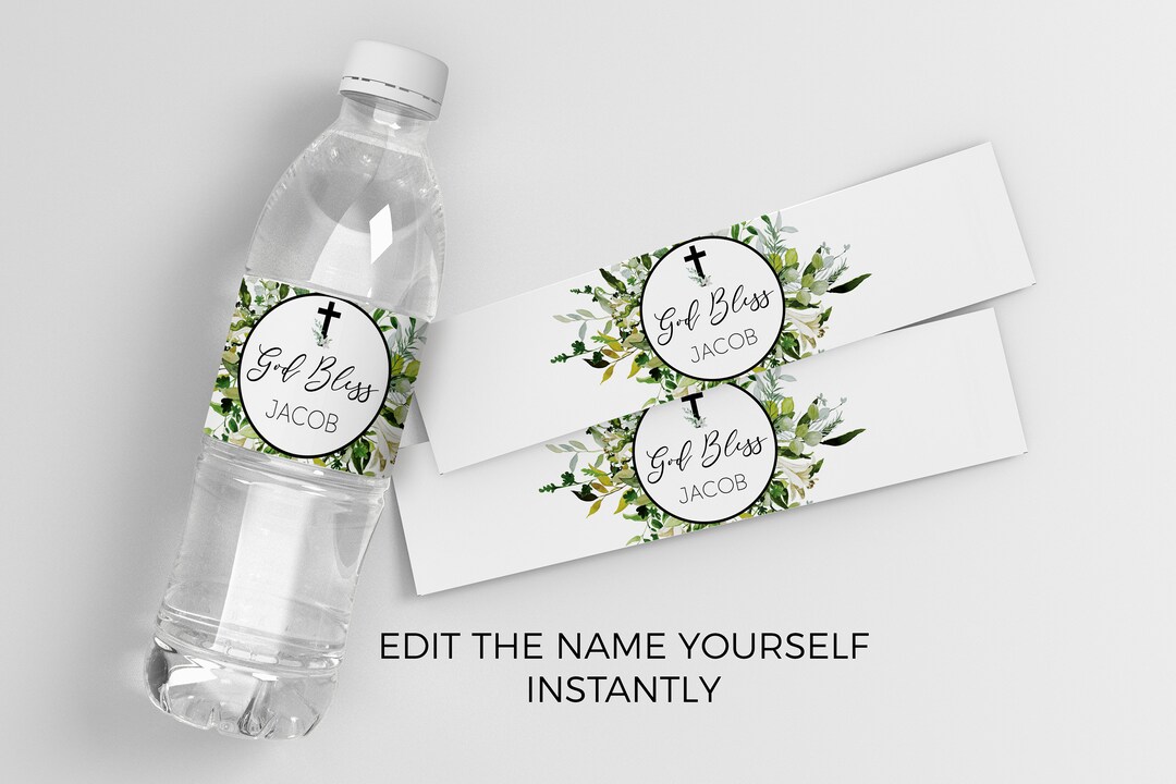 Baptism Bottle Wrappers, Baptism Water Bottle Wrappers Holy Communion ...