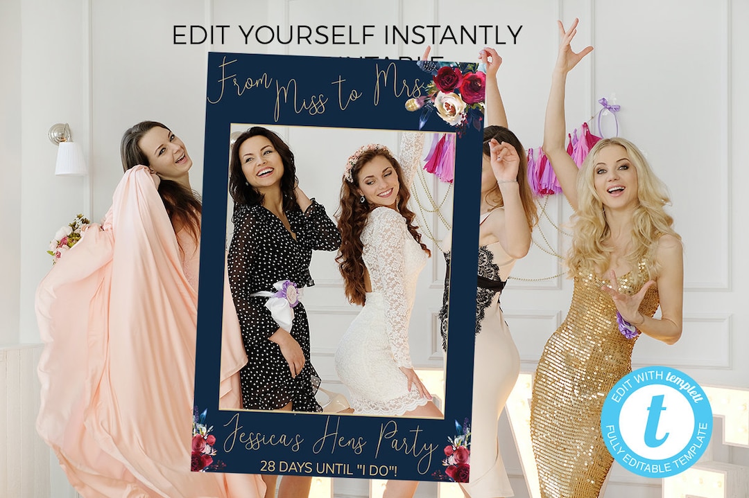 Hens Party Photo Booth Prop Frame, Editable Template (digital Download ...