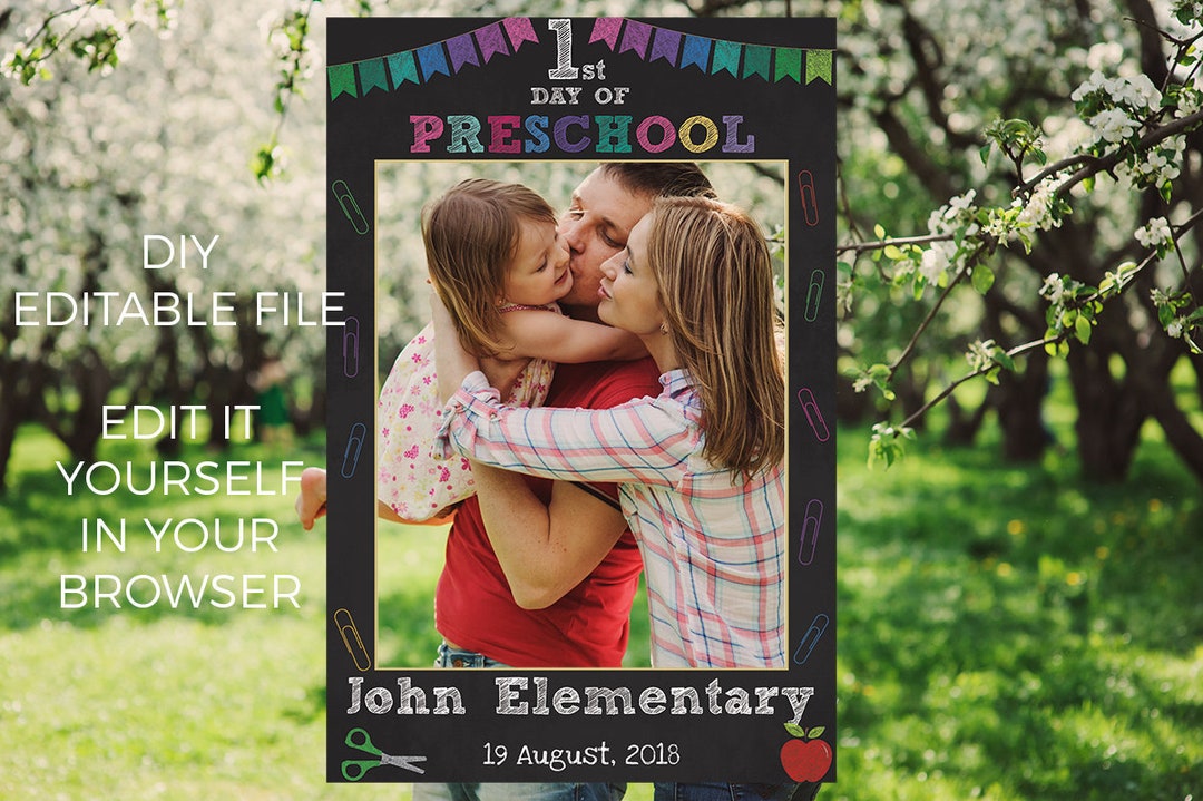 First Day of Preschool Photo Prop, Preschool Photo Prop Frame 1st Day ...