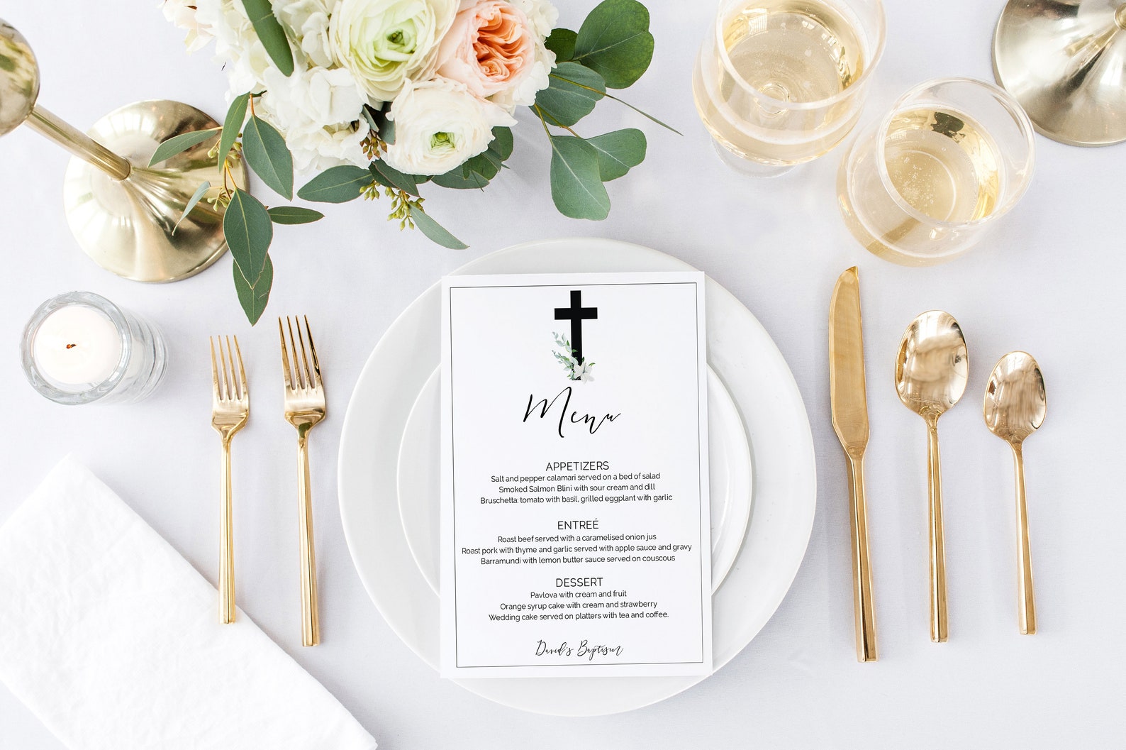 Baptism Menu Template Holy Communion Menu Christening Menu | Etsy