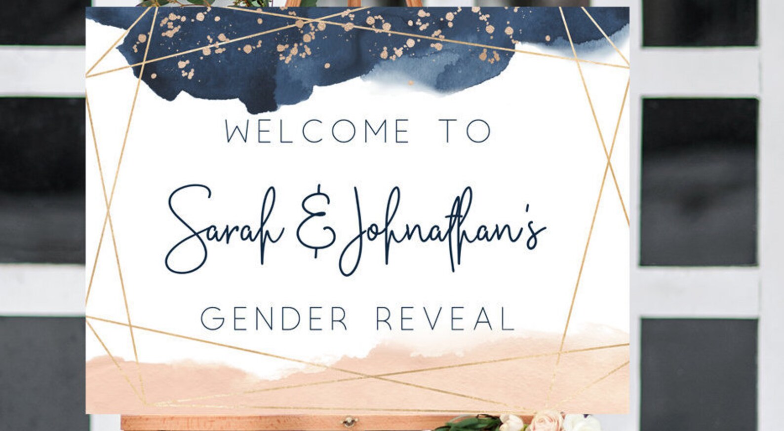 Gender Reveal Welcome Sign Rose Gold Gender Reveal Welcome | Etsy