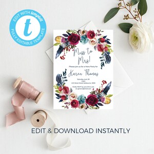 Rustic Floral Hens Party Invitation, Hens Party Invitations, Hen Party ...