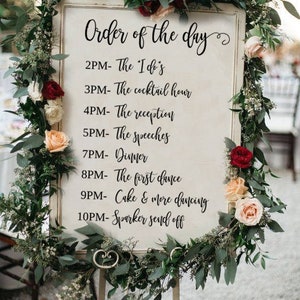 Order of the Day Sign, Order of Events Sign, Large Wedding Program Sign ...