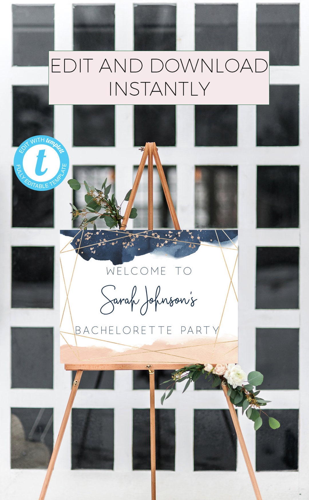 Rose Gold Bachelorette Welcome Sign Bachelorette Party Sign Printable ...