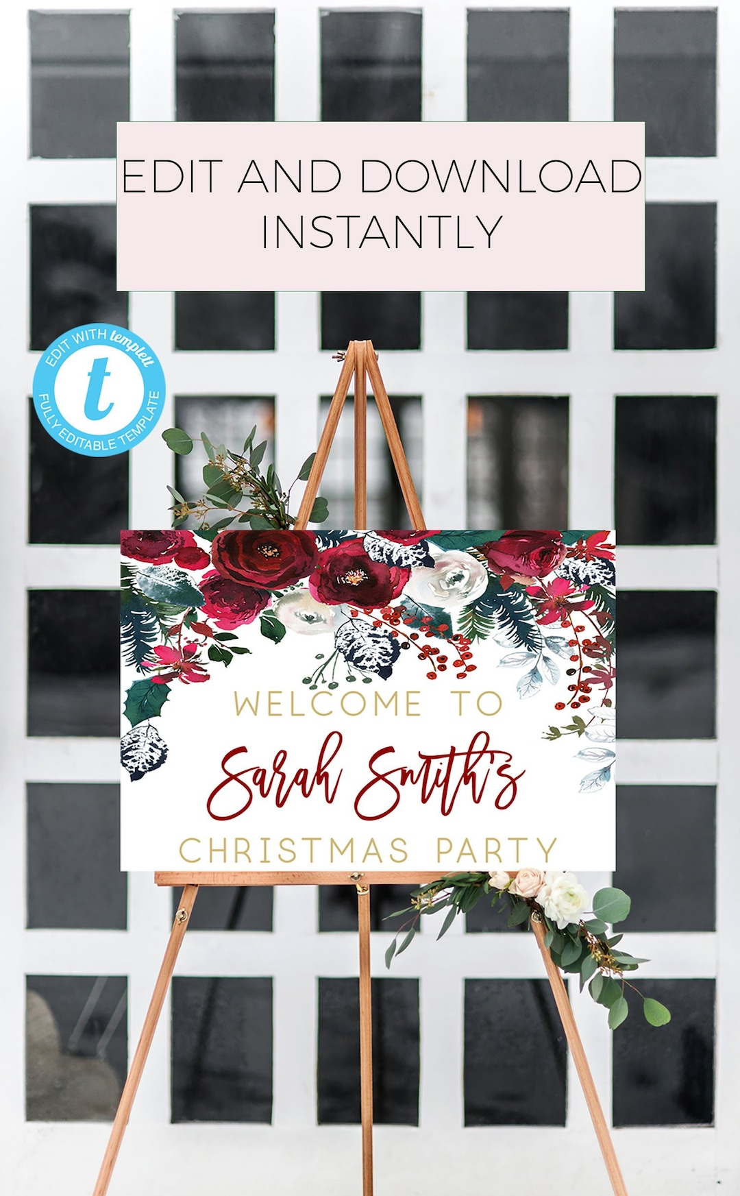 Christmas Welcome Sign, Christmas Party Sign, Holiday Party Welcome ...