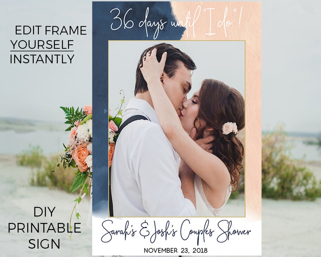 Couples Shower Photo Prop Frame, Photo Prop Frame, Navy and Blush ...