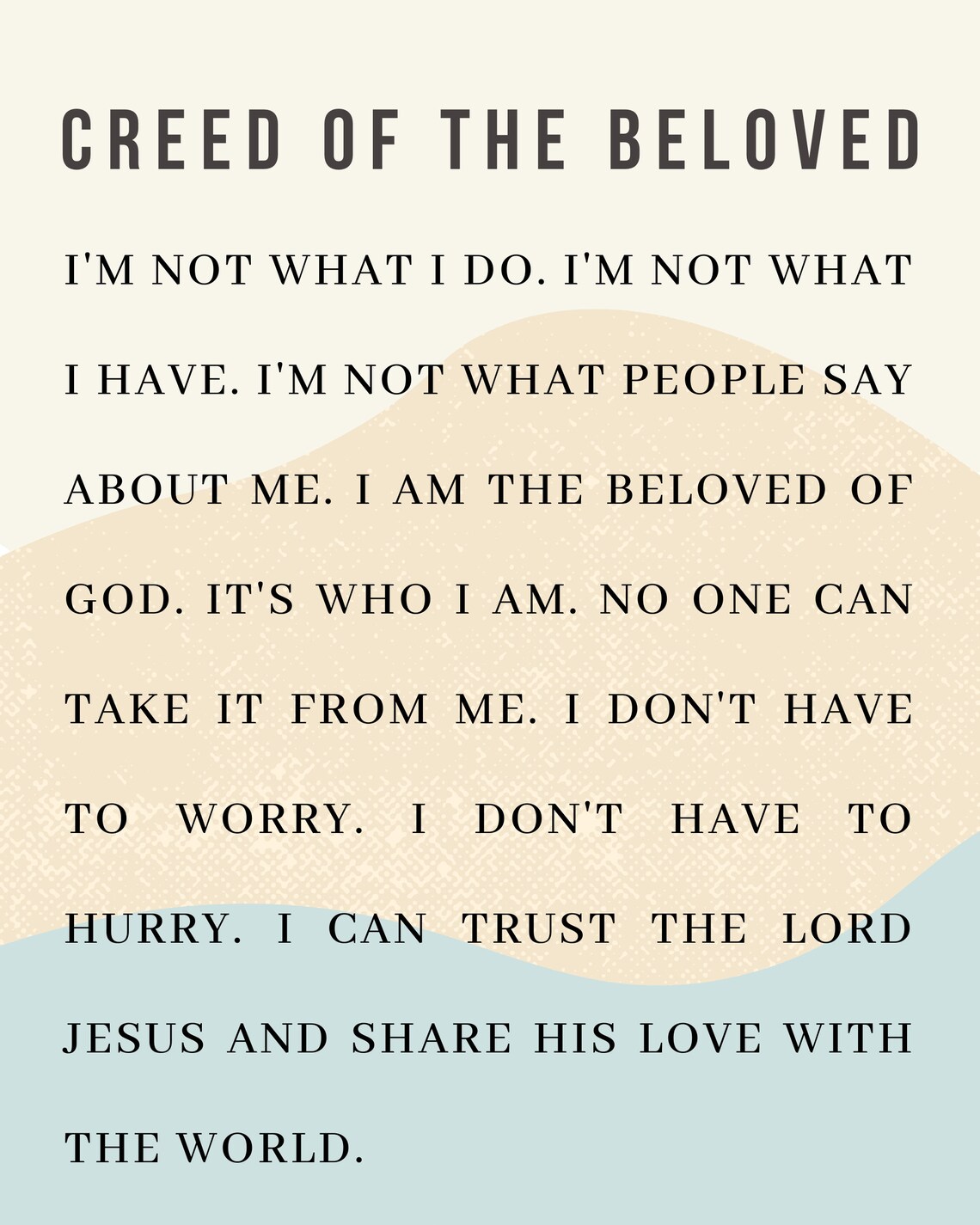 Creed of the Beloved Print INSTANT DOWNLOAD 8x10" | 3 PNG Images - Etsy