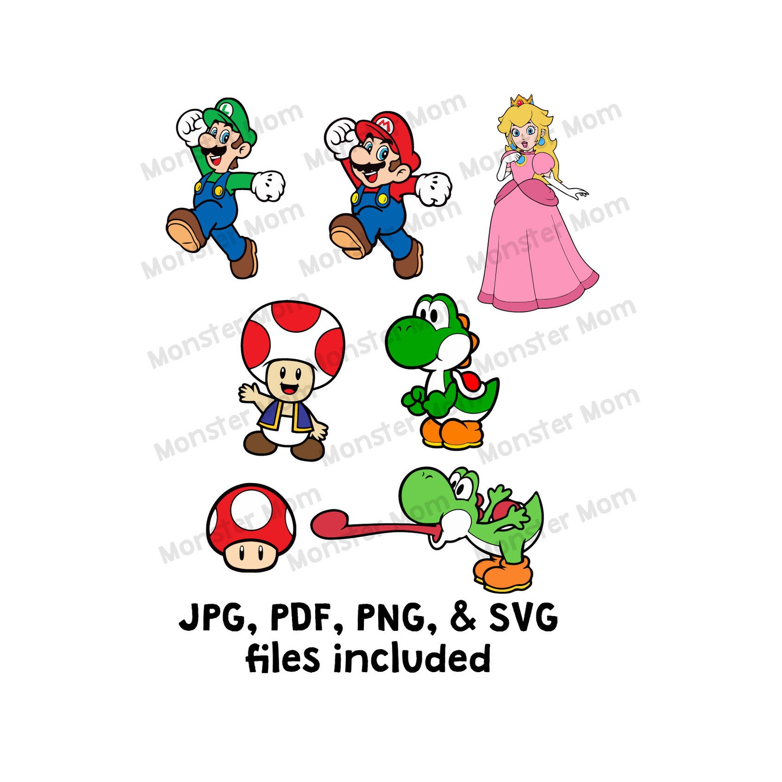 Super Mario LAYERED SVG Luigi Mario Peach Toad Yoshi SVG - Etsy