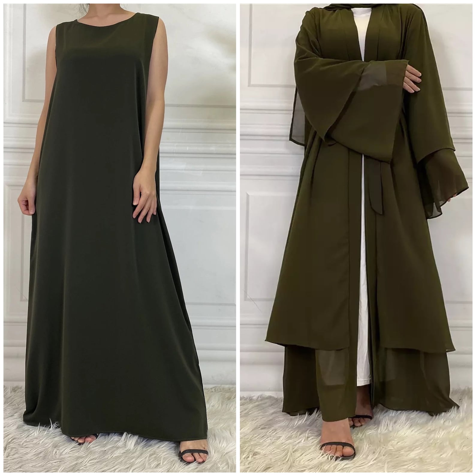 ABAYA SET 2 Layers Chiffon Abaya With Inner Dress - Etsy