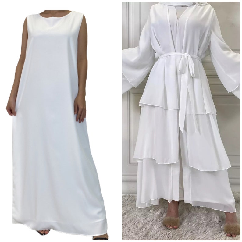 SET - 3 Layers Chiffon Abaya and Inner Dress - Etsy