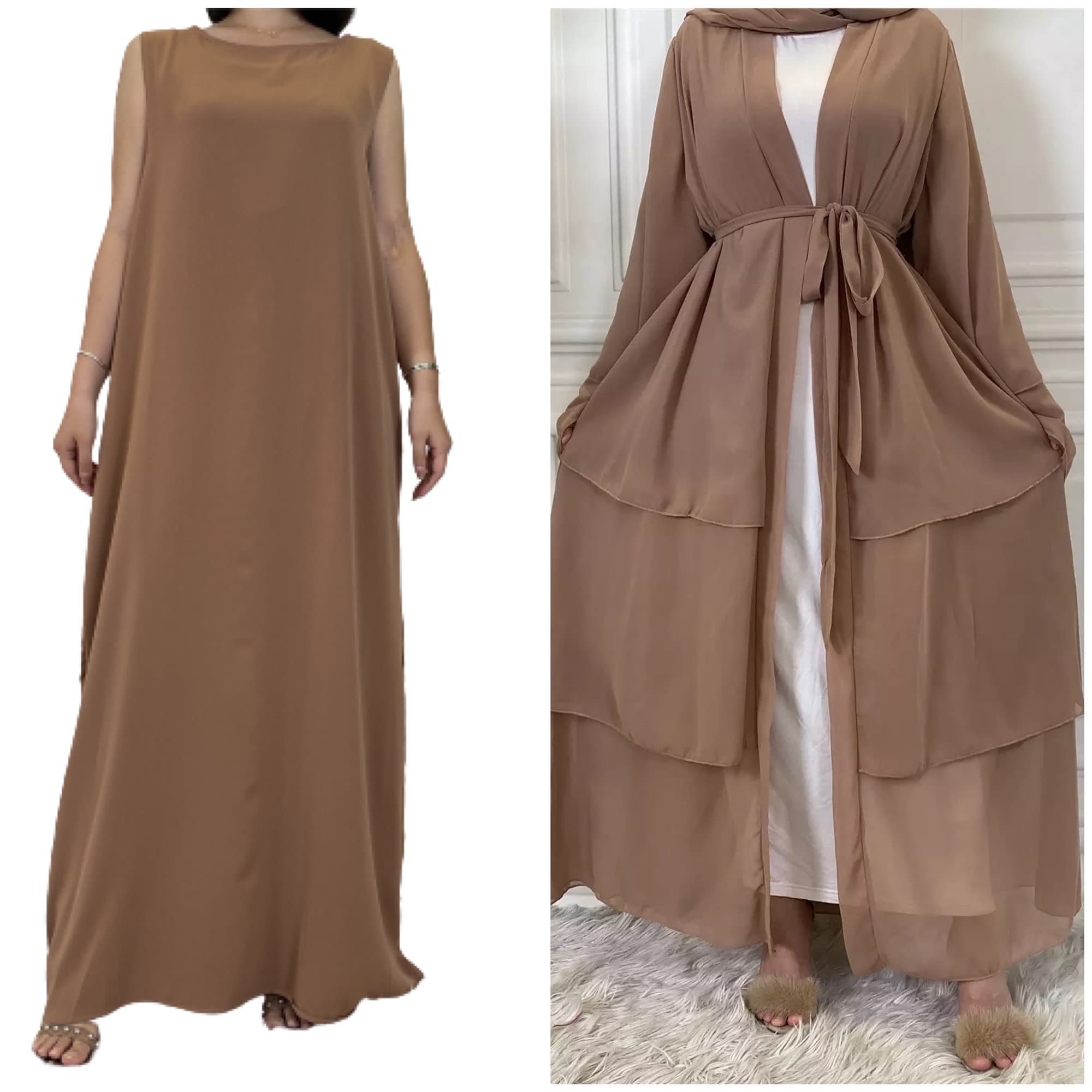 ABAYA SET 3 Layers Chiffon Abaya With Inner Dress - Etsy