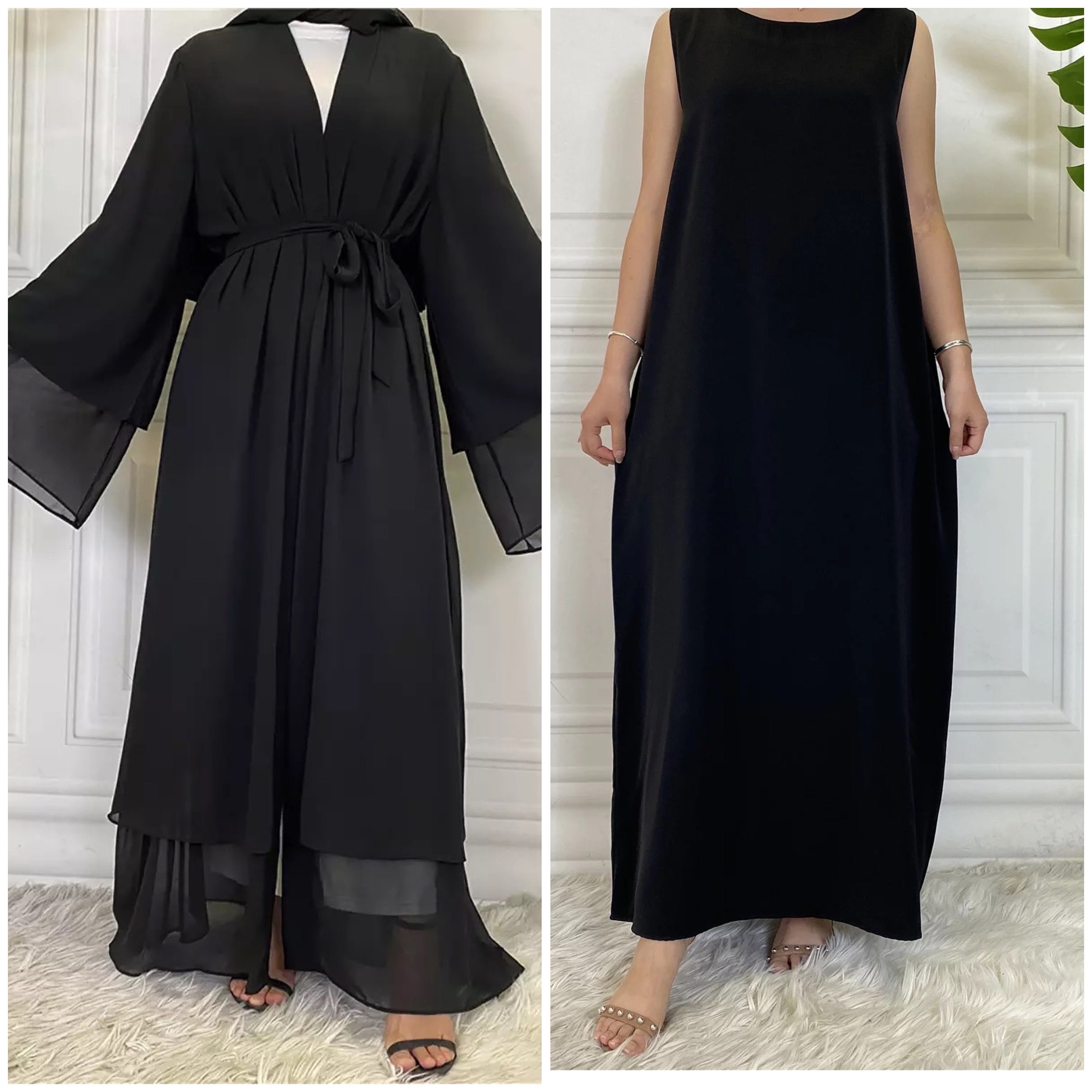 ABAYA SET 2 Layers Chiffon Abaya With Inner Dress - Etsy